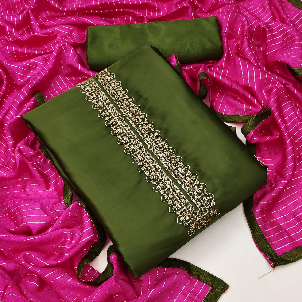 Shanaya Silk Unstitched Tie Belt Codding Work Dress Material Design On ...